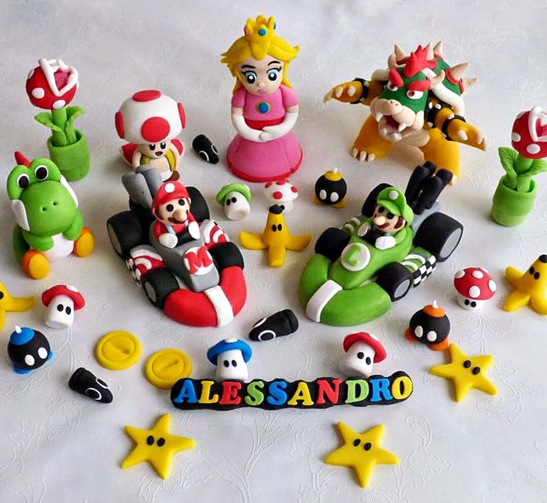 Fondant Mario Cake Toppers Set - Etsy