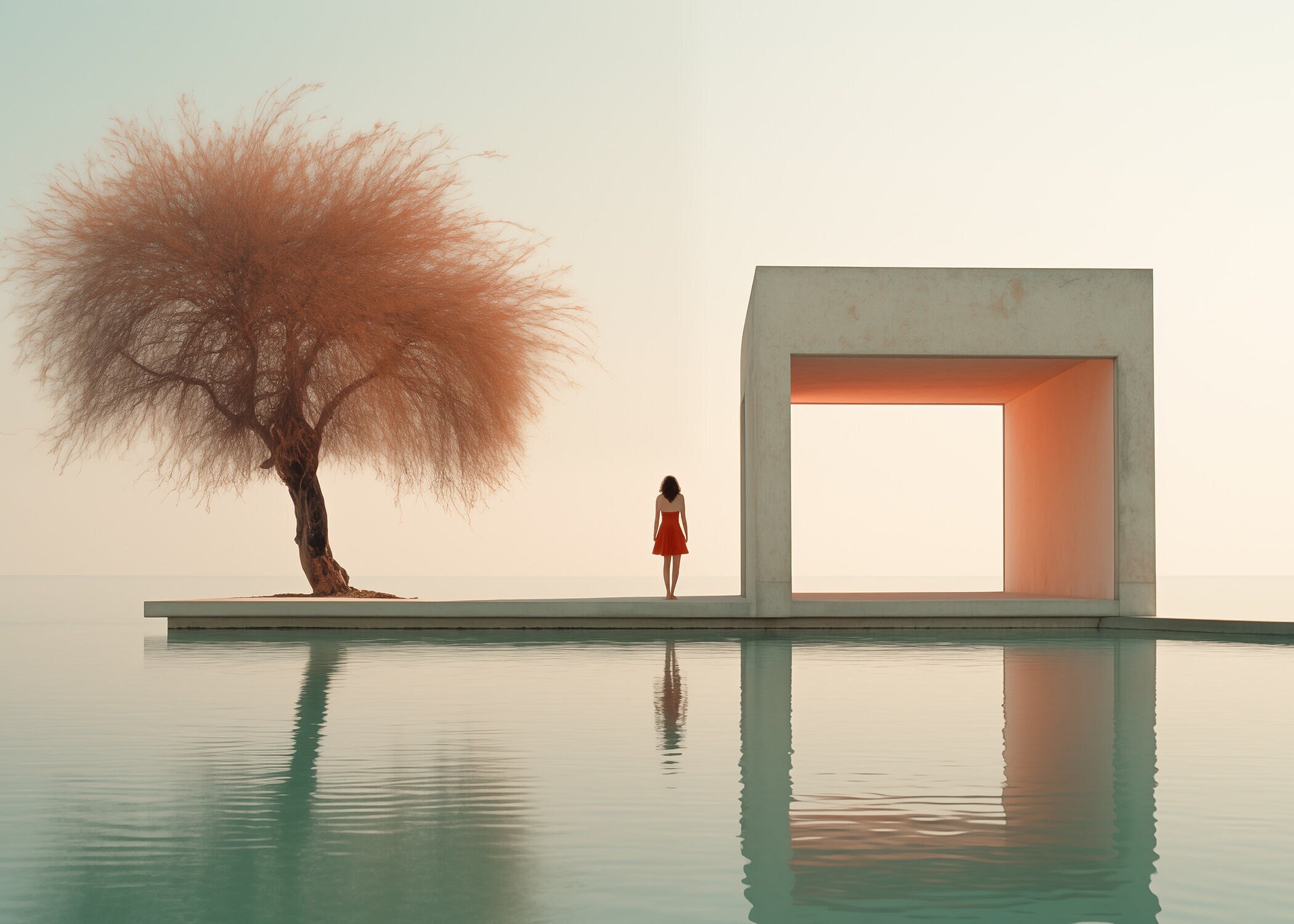 Gorgeous Print of Poetic Landscape With Woman From Behind, Digital File ...