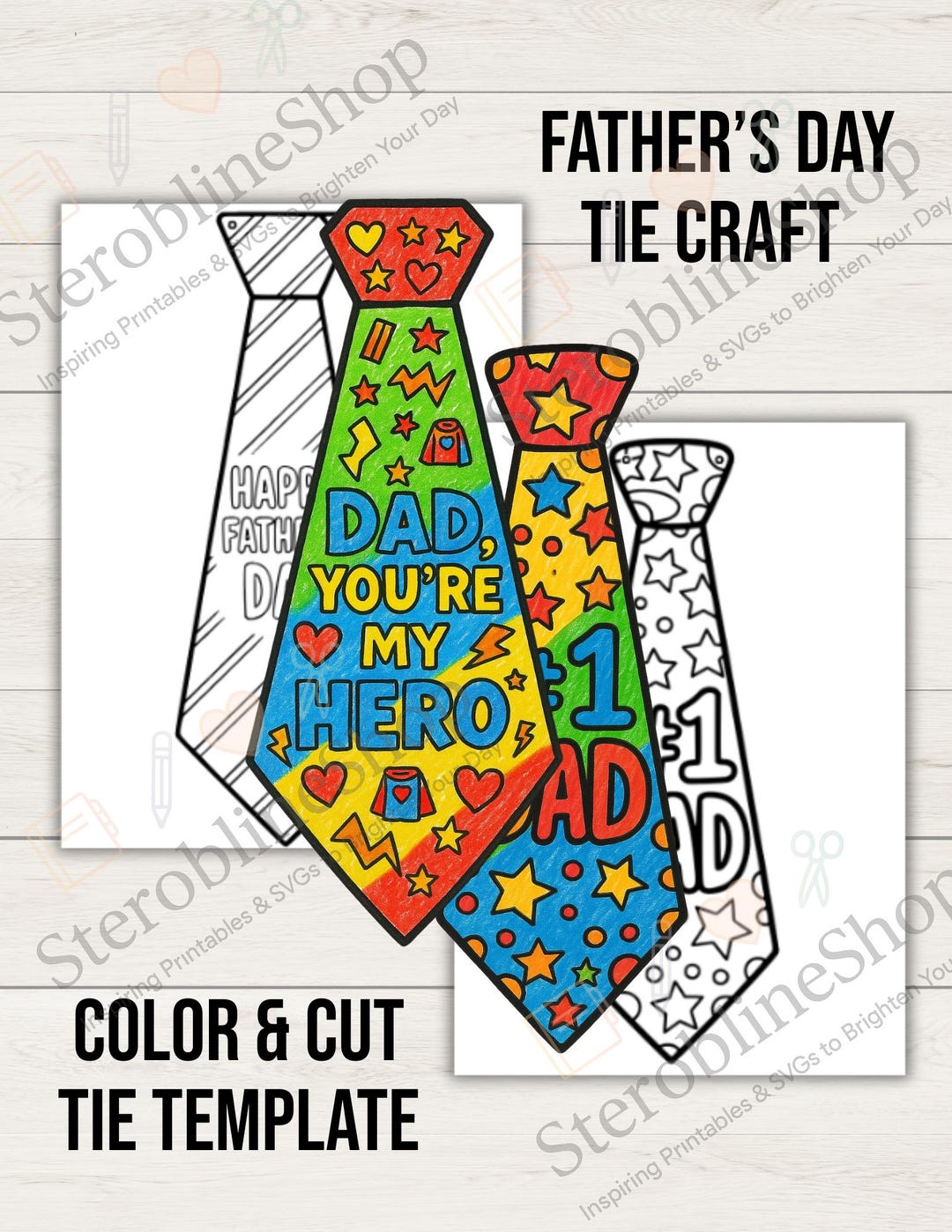 Father’s Day Tie Craft for Dad – Printable Card Gift for Kids, Bible ...