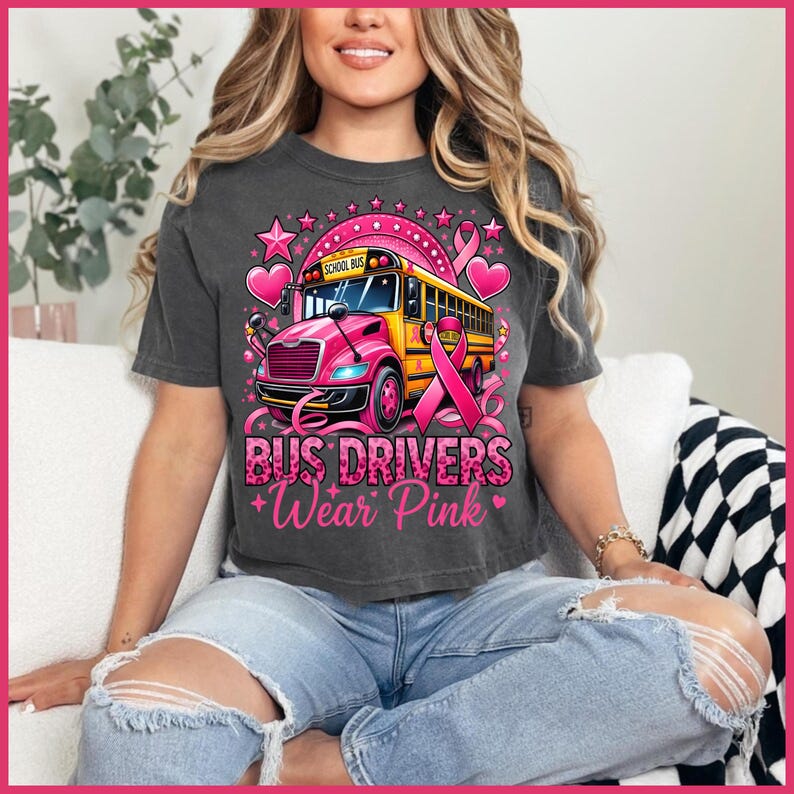 Breast Cancer Awareness Bus Drivers Bundle Png,we Wear Pink Bus Drivers ...