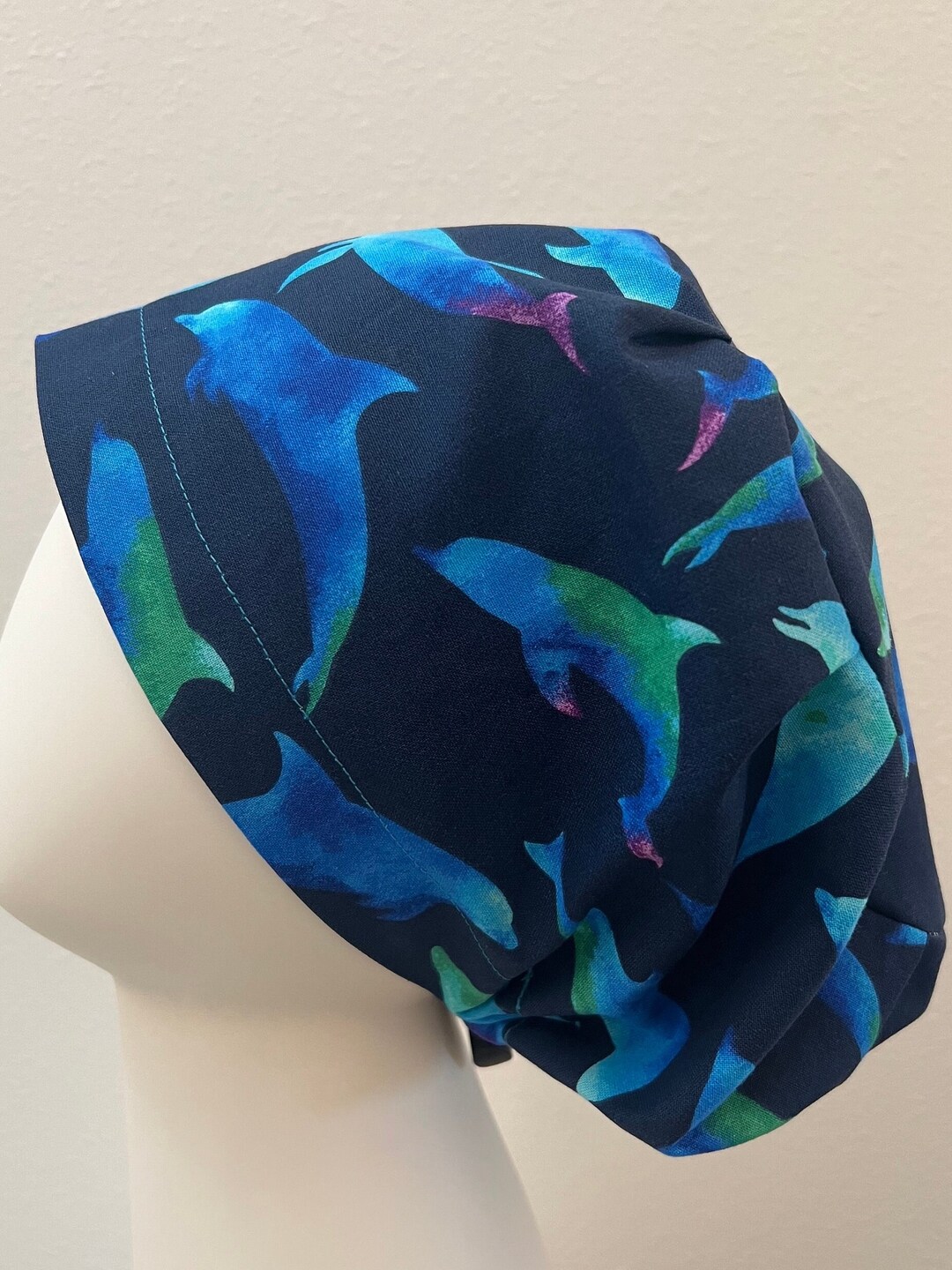 Euro Scrub Hat Surgical Scrub Cap Dolphins Bright Ombre Blues ...