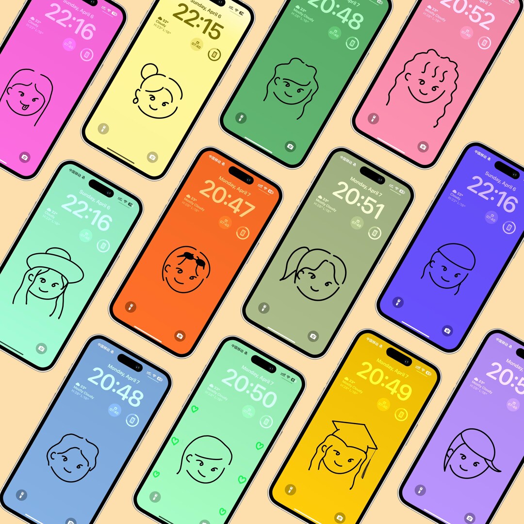 50 Sets Original Wallpaper Pure Color Hand-painted iPhone | Digital ...