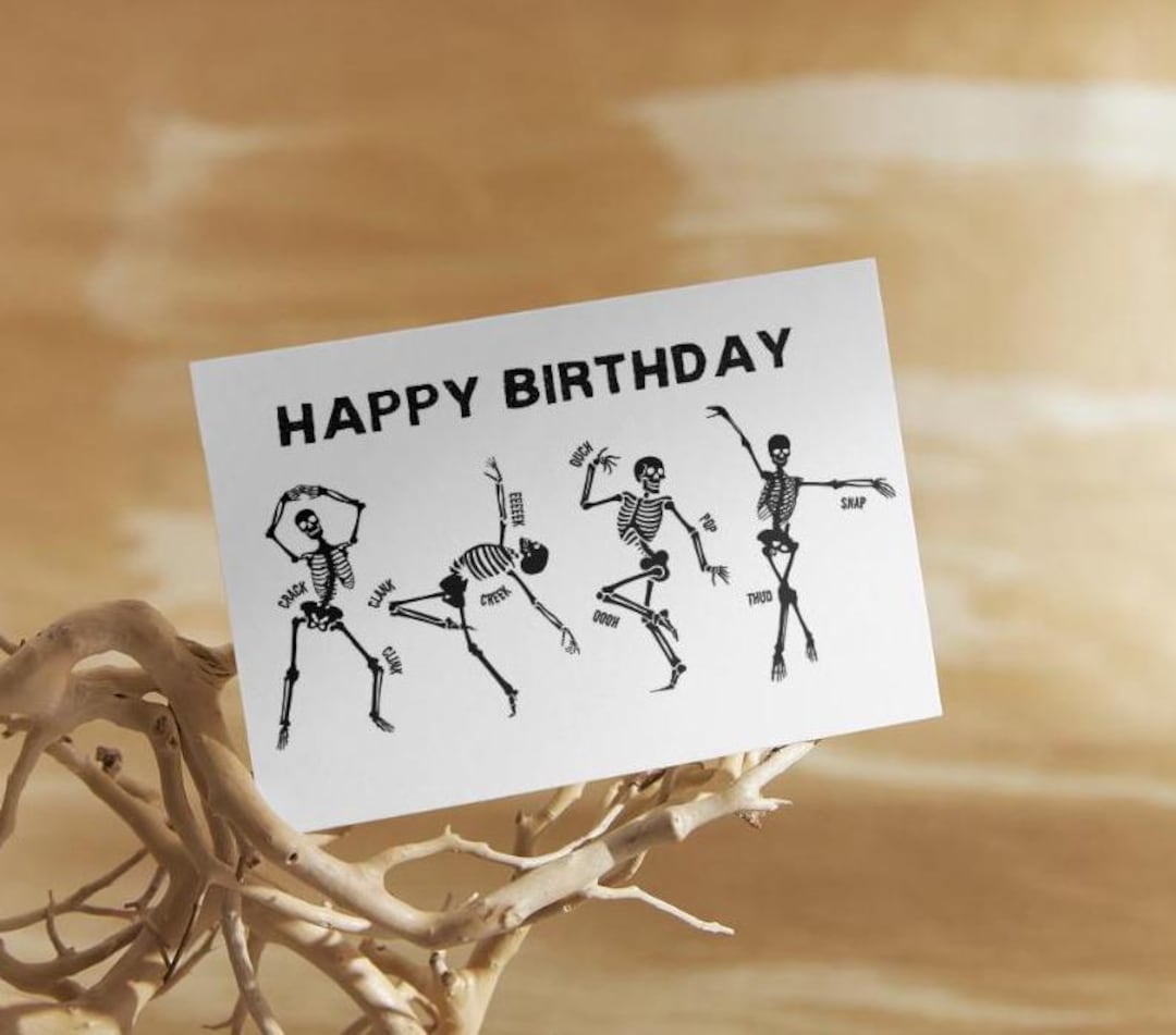 Happy Birthday Card Funny Skeletons Halloween - Etsy