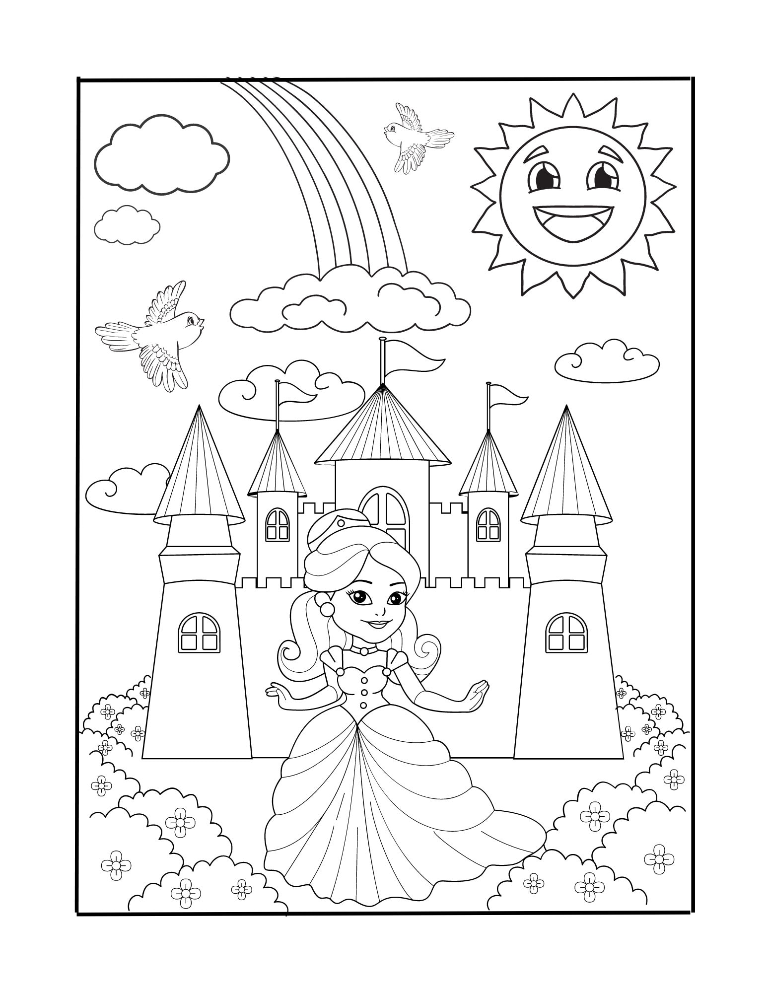 Princess / Unicorn / Mermaid Coloring Pages 15 Pages Digital Download ...
