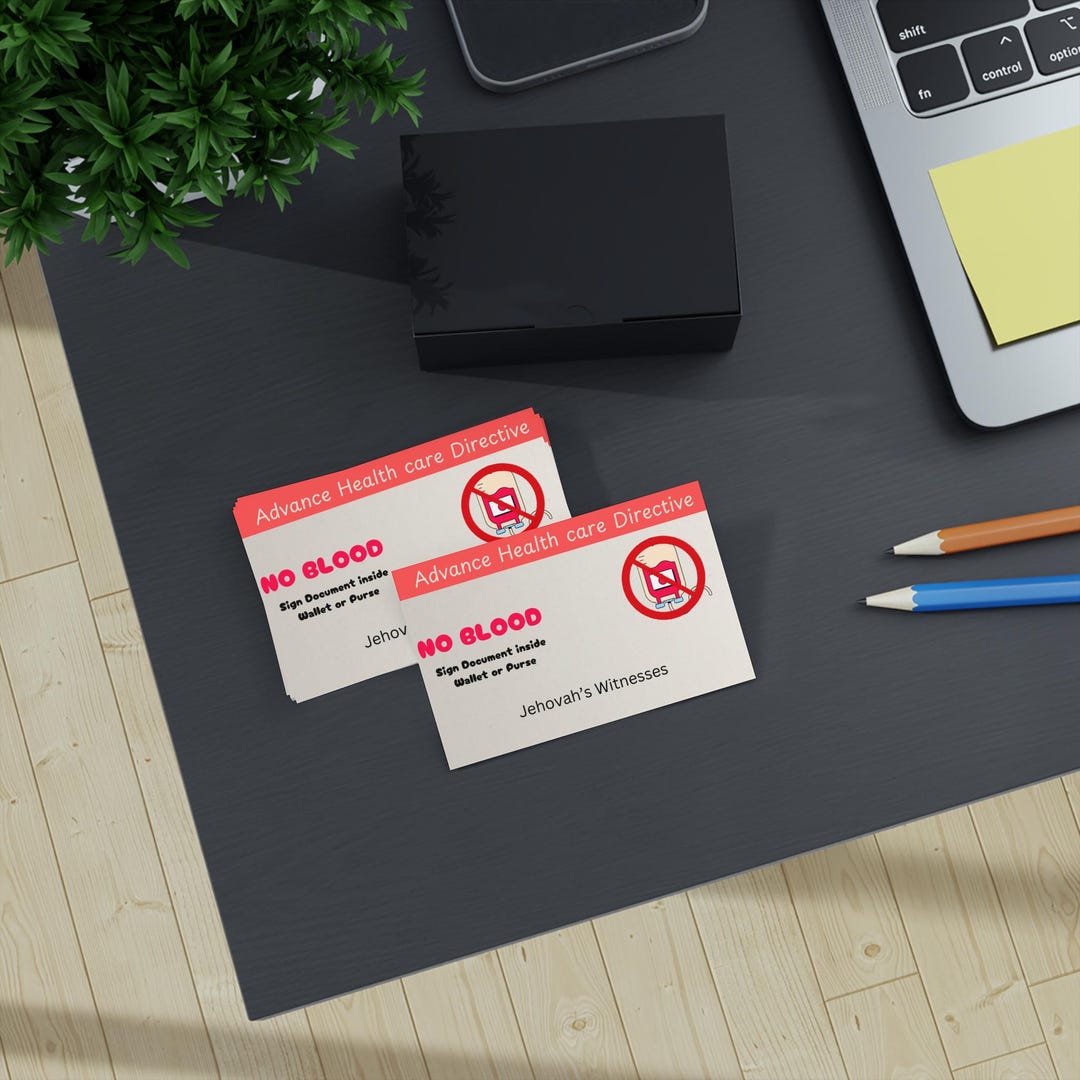 Jehovah's Witnesses Business Cards Advance Health Care Directive, No ...