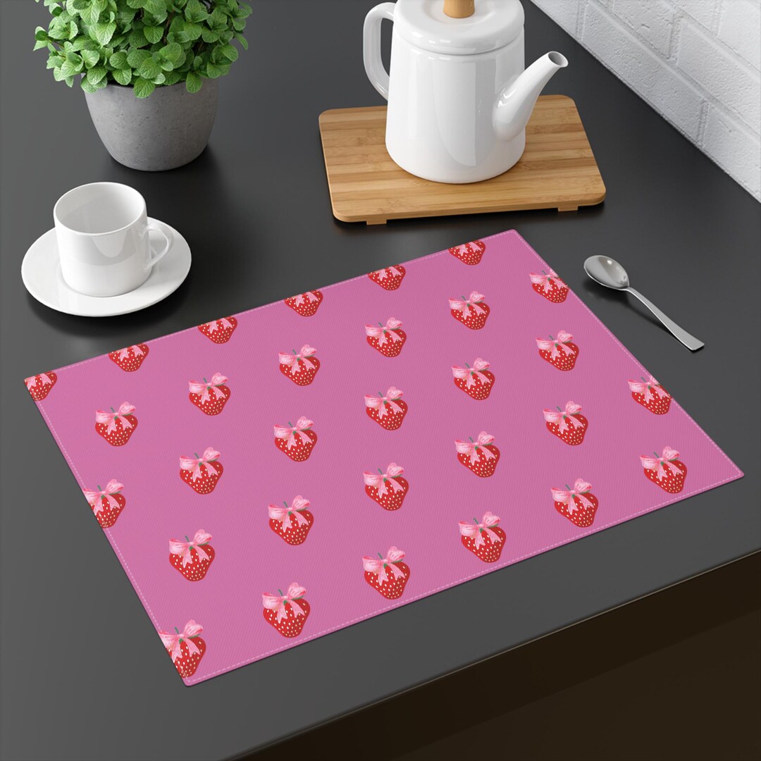 Playful Strawberry Placemat, Cute Dining Decor, Table Setting for Kids ...