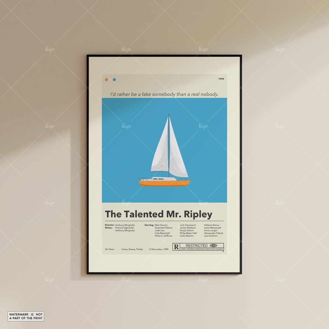 The Talented Mr. Ripley Poster Anthony Minghella Minimalist Movie ...