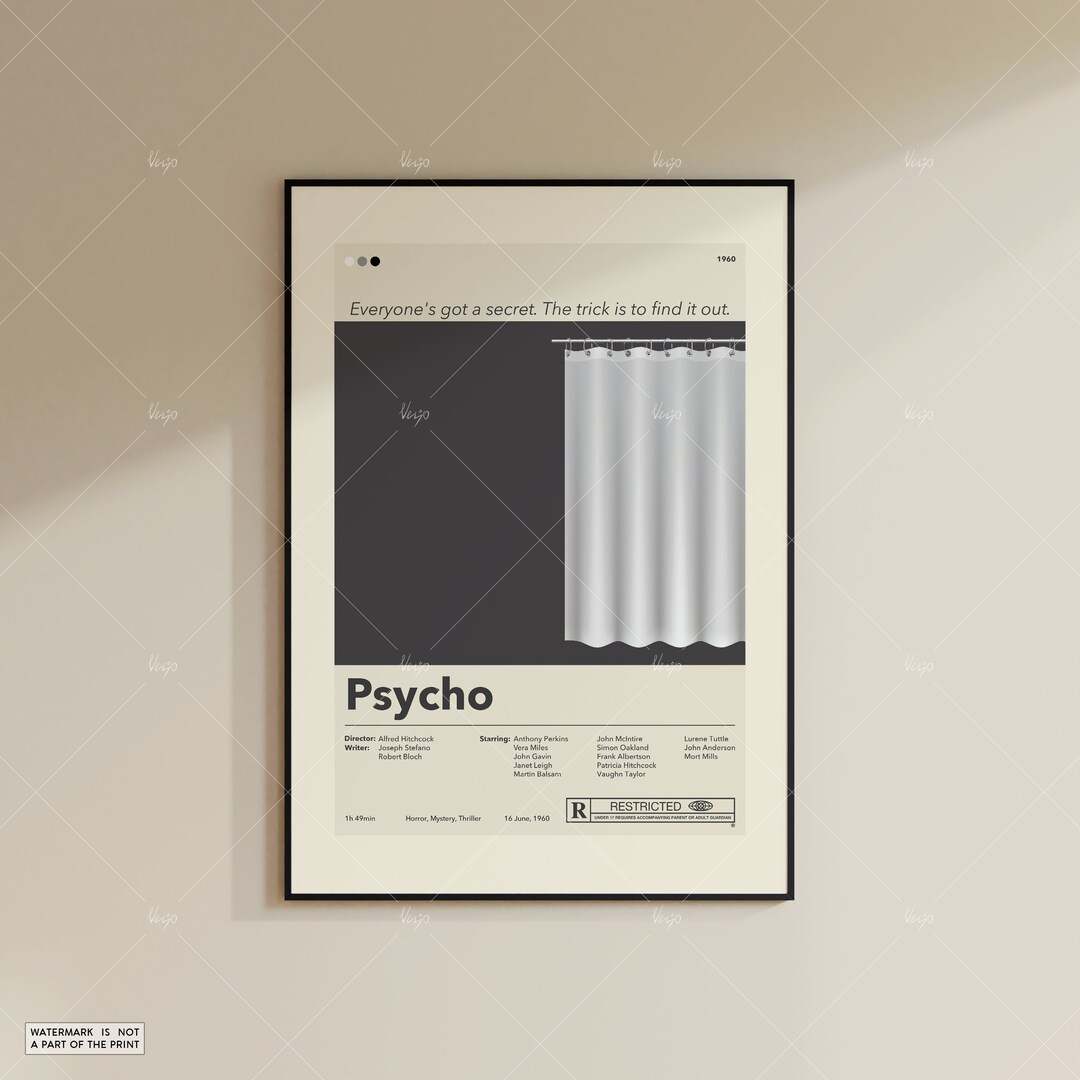 Psycho Poster Alfred Hitchcock Minimalist Movie Poster Custom Movie ...