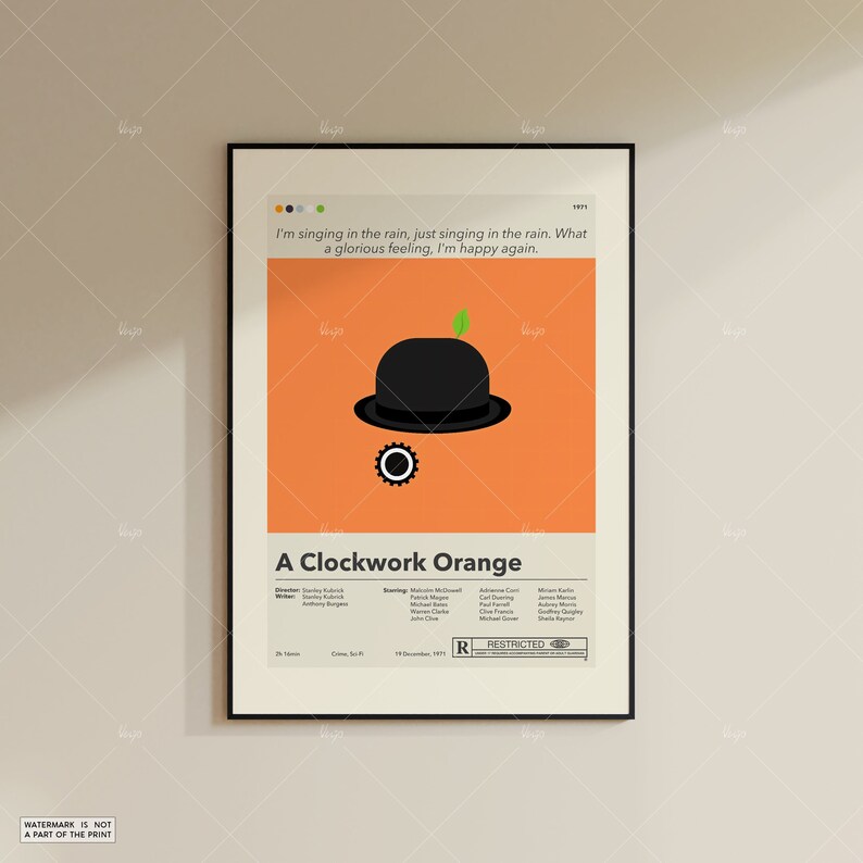 A Clockwork Orange Poster Stanley Kubrick Minimalist Movie Poster ...