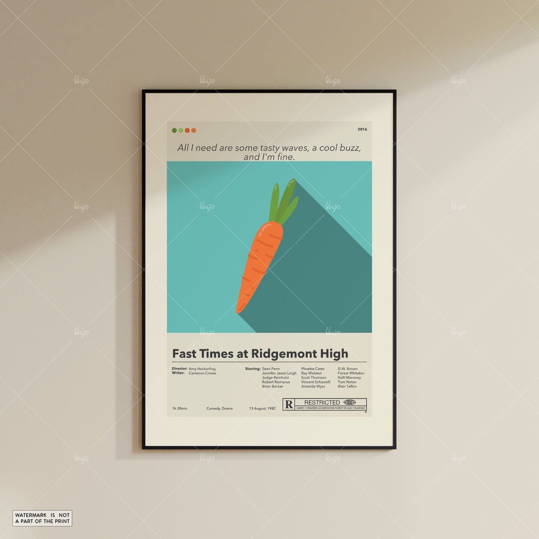 Fast Times at Ridgemont High Poster Amy Heckerling Minimalist Movie ...
