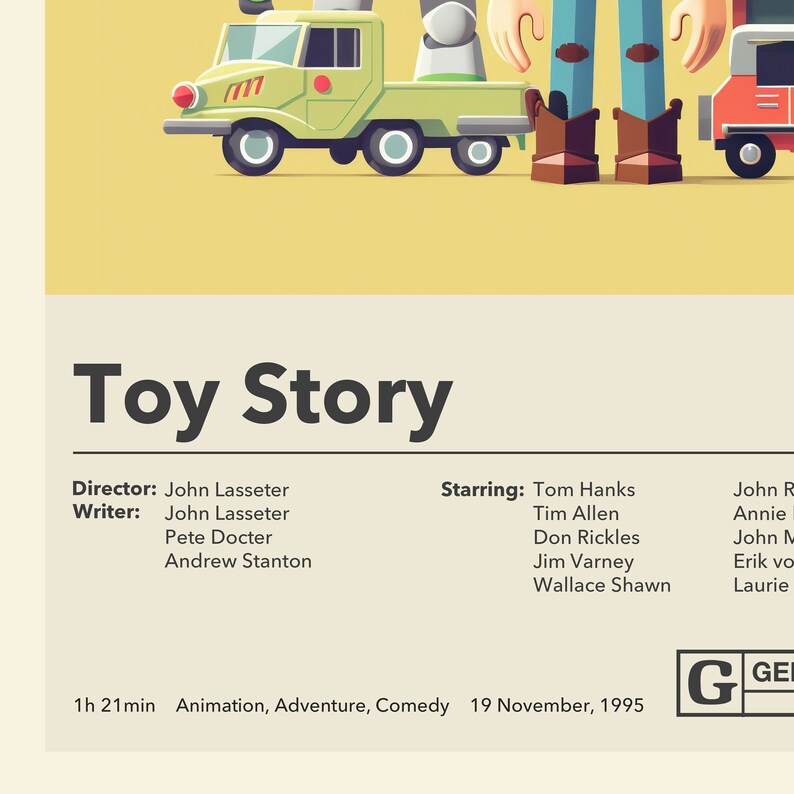Toy Story Poster John Lasseter Minimalist Movie Poster Custom Movie Posters Wall Art Print Home