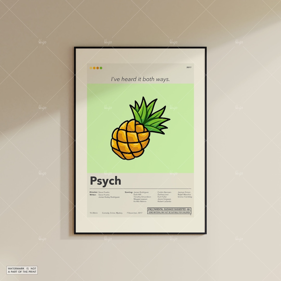 Psych Poster Steve Franks Minimalist Movie Poster Custom Movie Posters ...