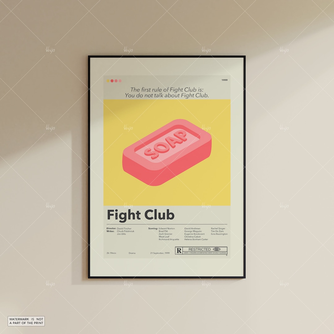 Fight Club Poster David Fincher Minimalist Movie Poster Custom Movie ...