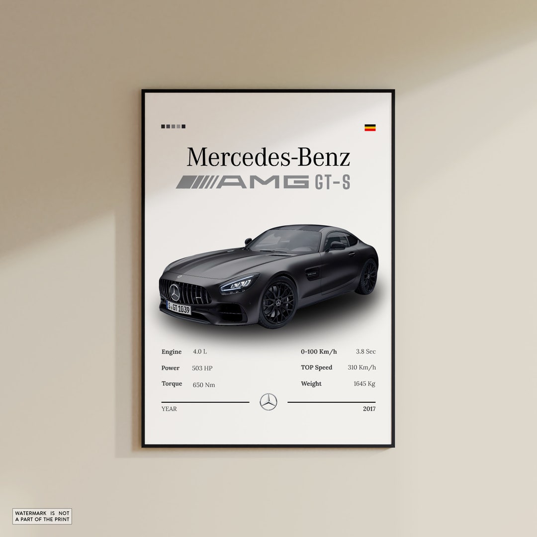 Mercedes-benz AMG GTS Poster, German Car Poster, Car Poster, Collector ...