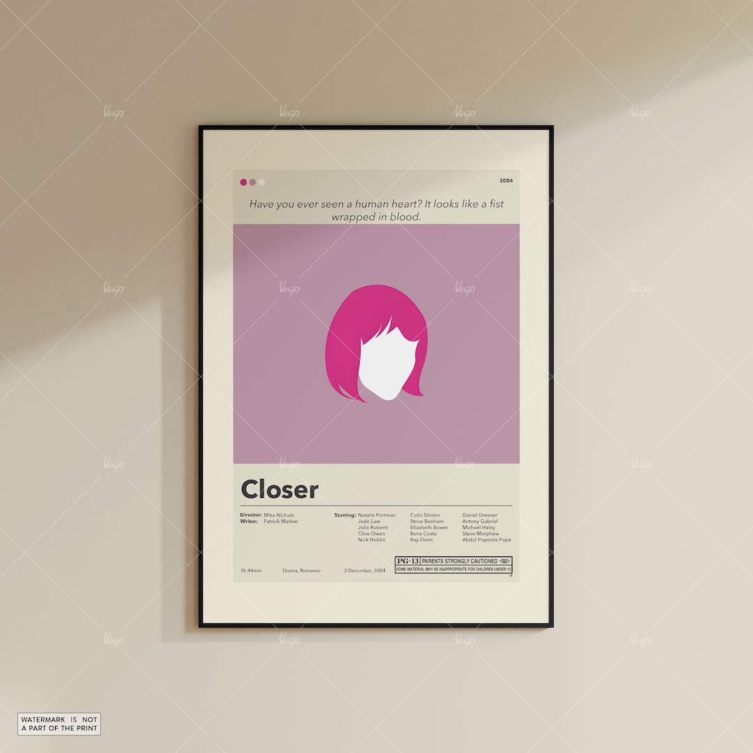 Closer Poster Mike Nichols Minimalist Movie Poster Custom Movie Posters ...
