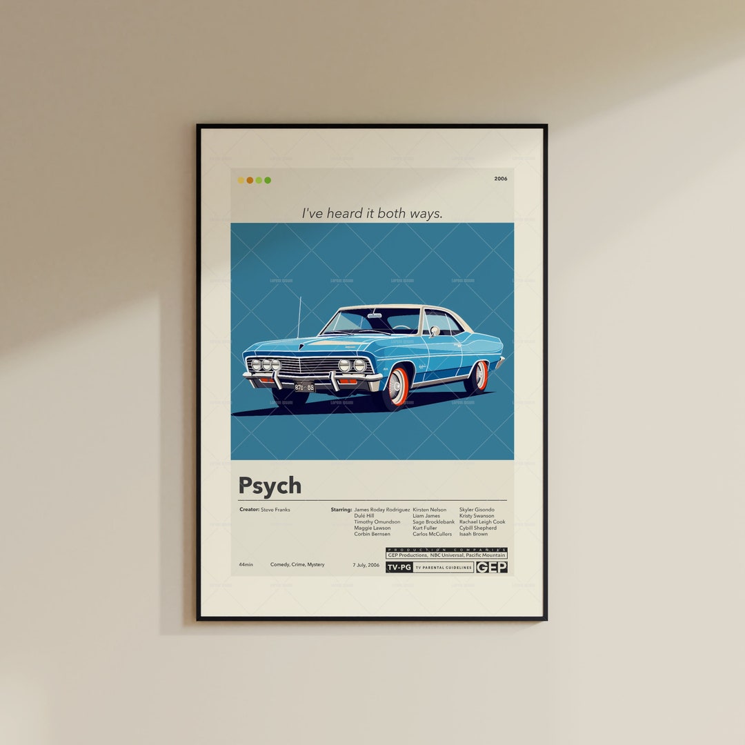 Psych Poster Steve Franks Minimalist Movie Poster Custom Movie Posters ...