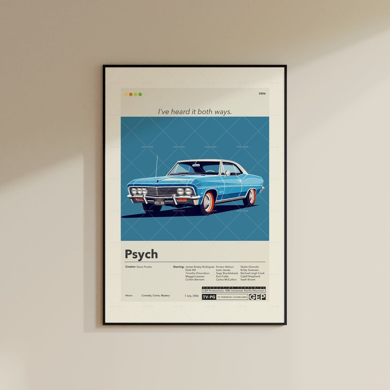Psych Poster Steve Franks Minimalist Movie Poster Custom Movie Posters ...