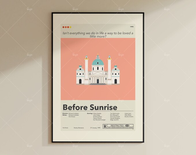 Before Sunrise Inspired Poster Mid Century Modern Poster Minimalist ...