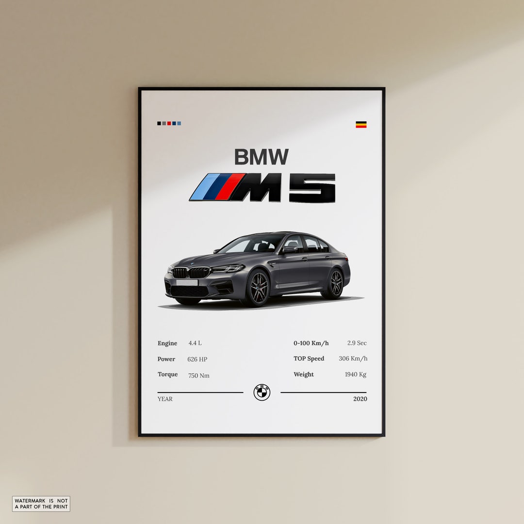 Bmw M5 Poster, German Car Poster, Car Poster, Collector's Wall Decor ...
