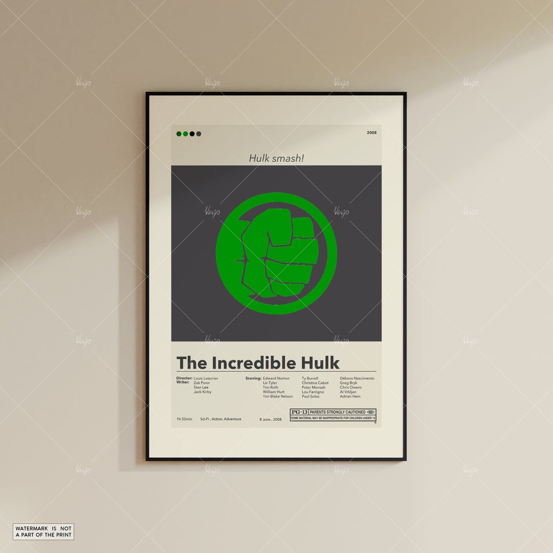 The Incredible Hulk Poster Louis Leterrier Minimalist Movie Poster ...