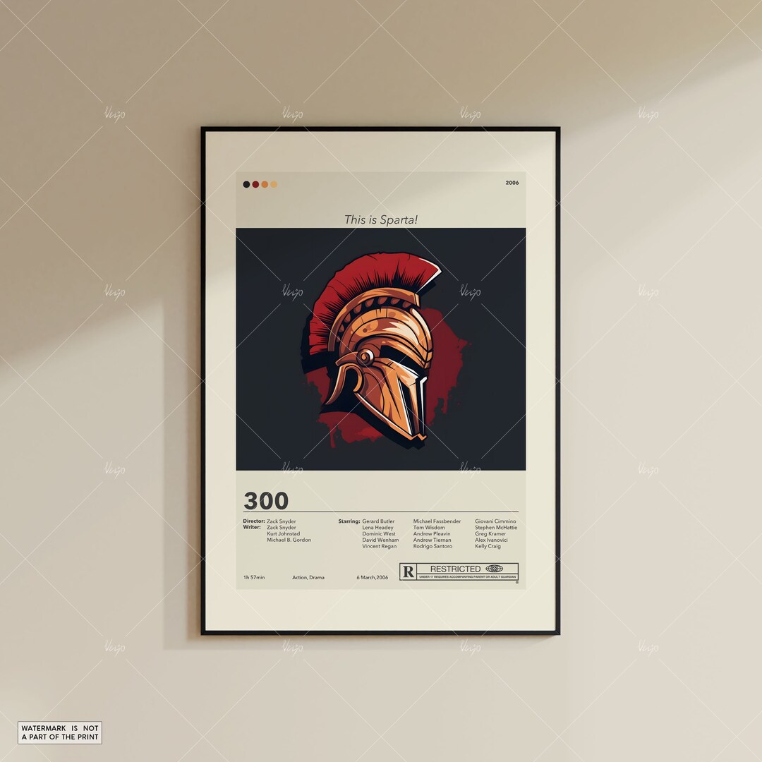 300 Poster Zack Snyder Minimalist Movie Poster Custom Movie Posters ...