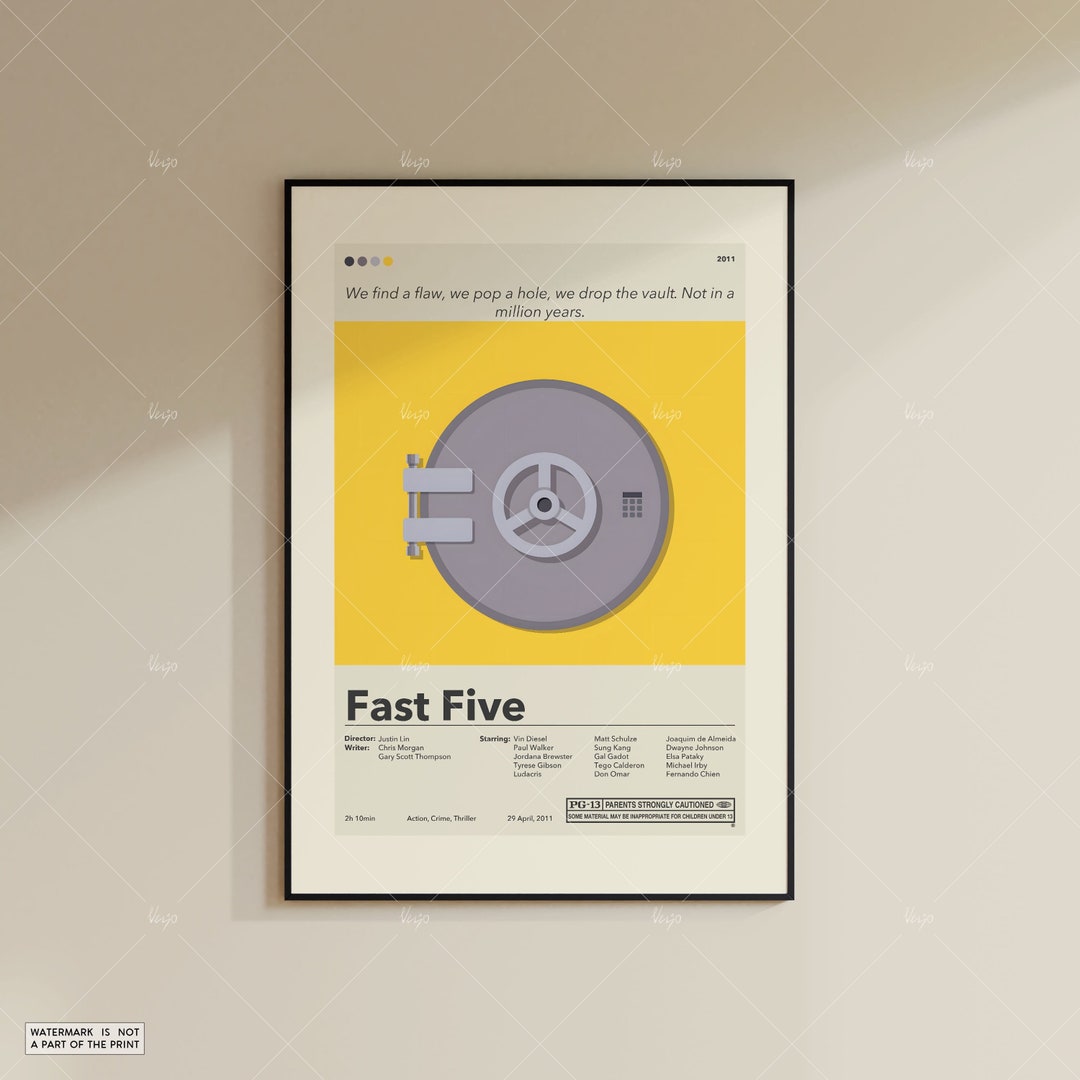 Fast Five Poster Justin Lin Minimalist Movie Poster Custom Movie ...