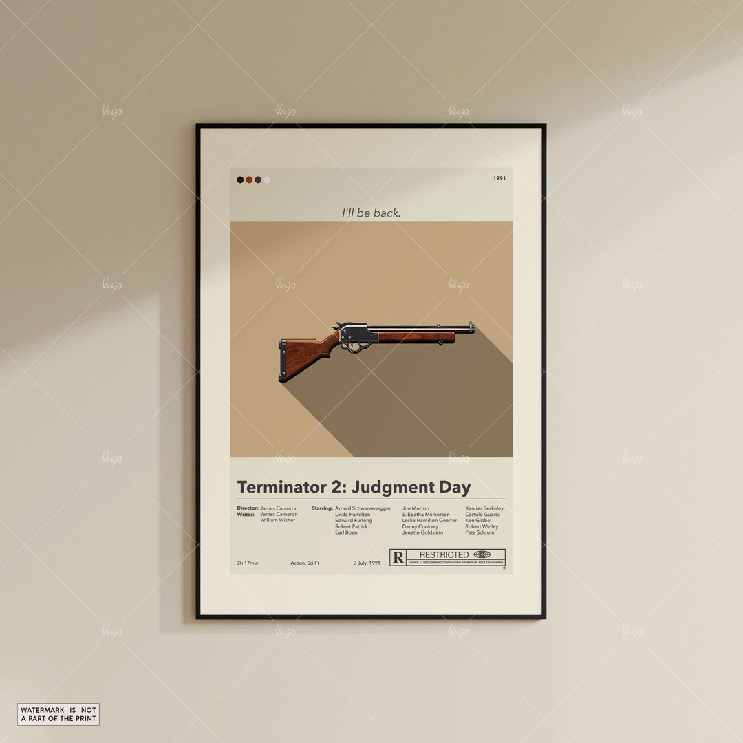 Terminator 2 Poster James Cameron Minimalist Movie Poster Custom Movie ...