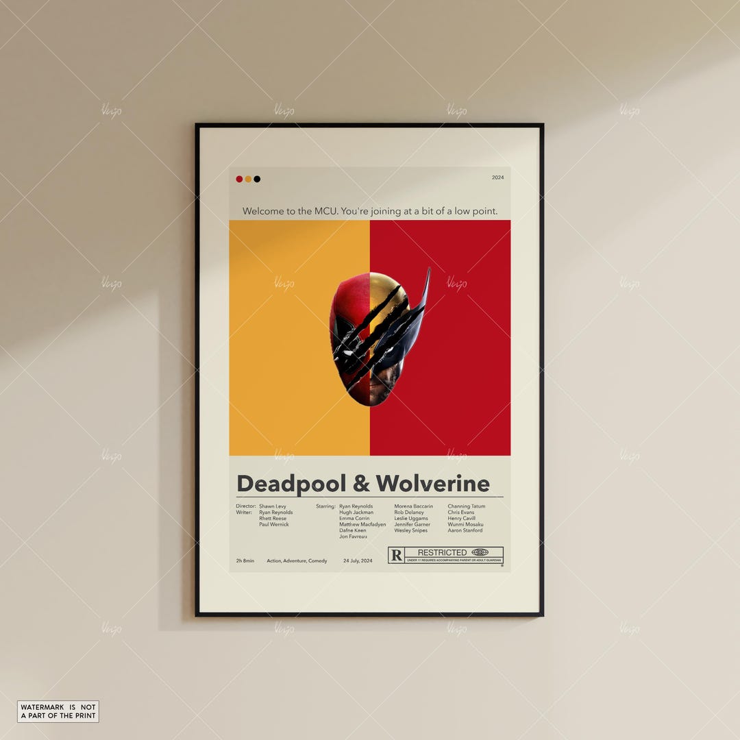 Deadpool & Wolverine Poster Shawn Levy Minimalist Movie Poster Custom ...