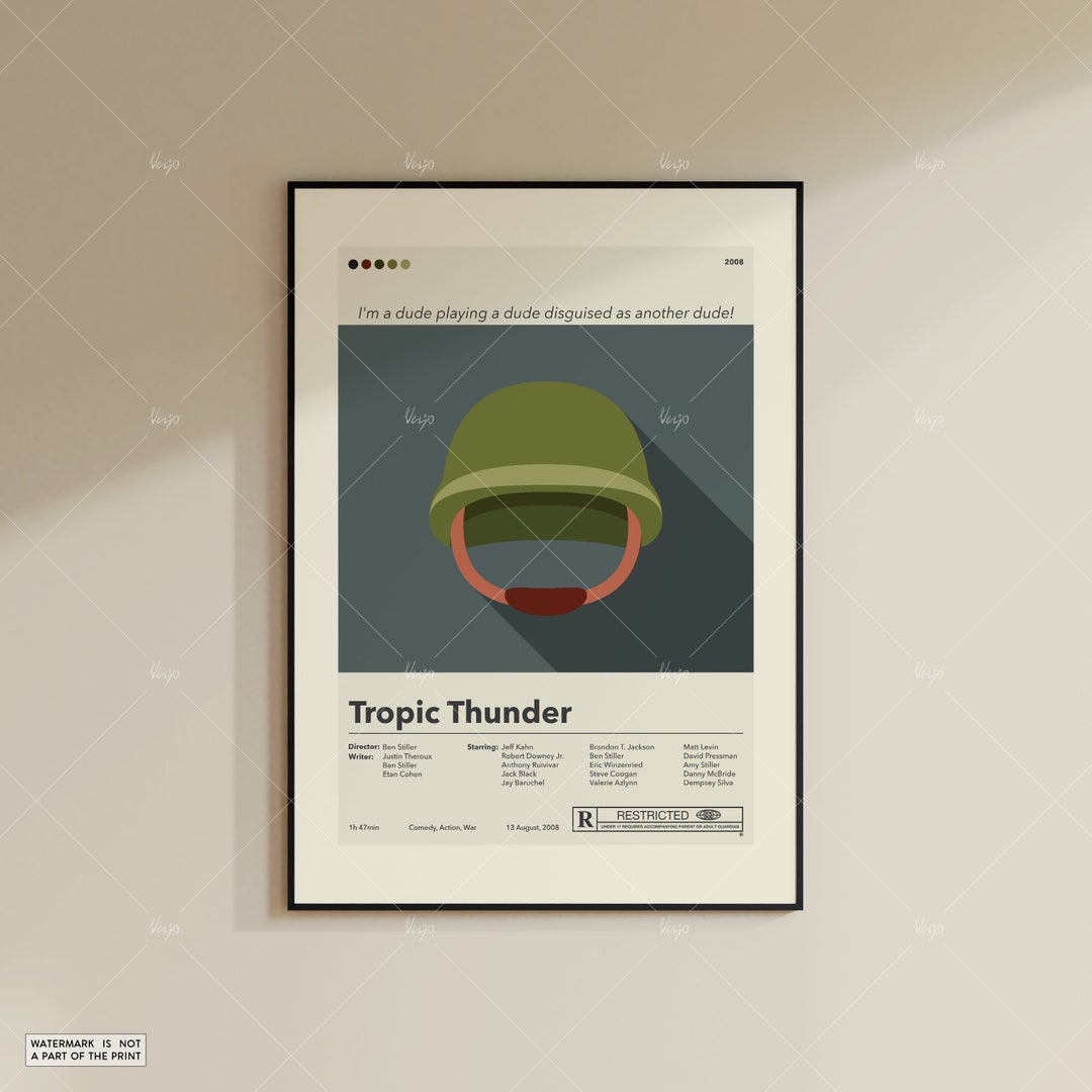 Tropic Thunder Poster Ben Stiller Minimalist Movie Poster Custom Movie ...