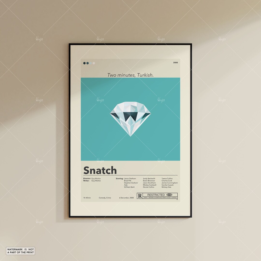 Snatch Poster Guy Ritchie Minimalist Movie Poster Custom Movie Posters ...