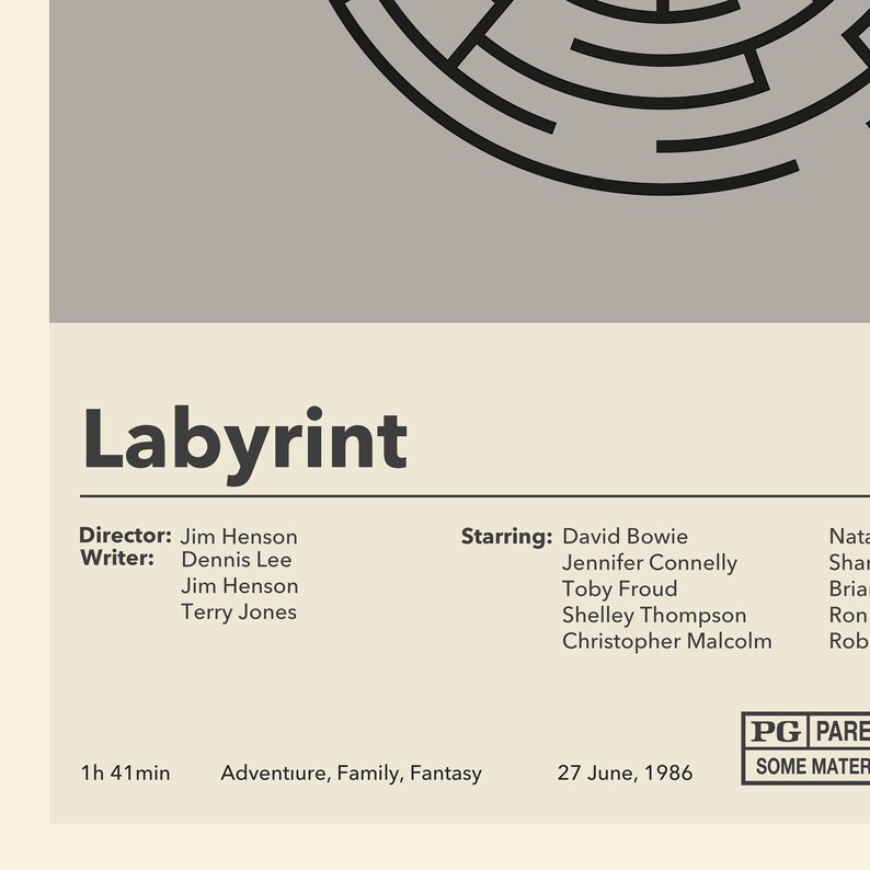 Labyrinth Poster Jim Henson Minimalist Movie Poster Custom Movie ...