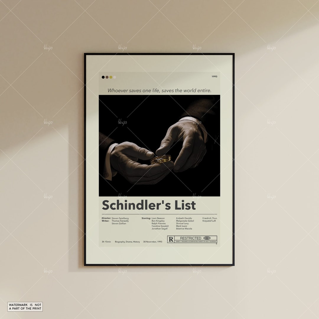 Schindler's List Poster Steven Spielberg Minimalist Movie Poster Custom ...