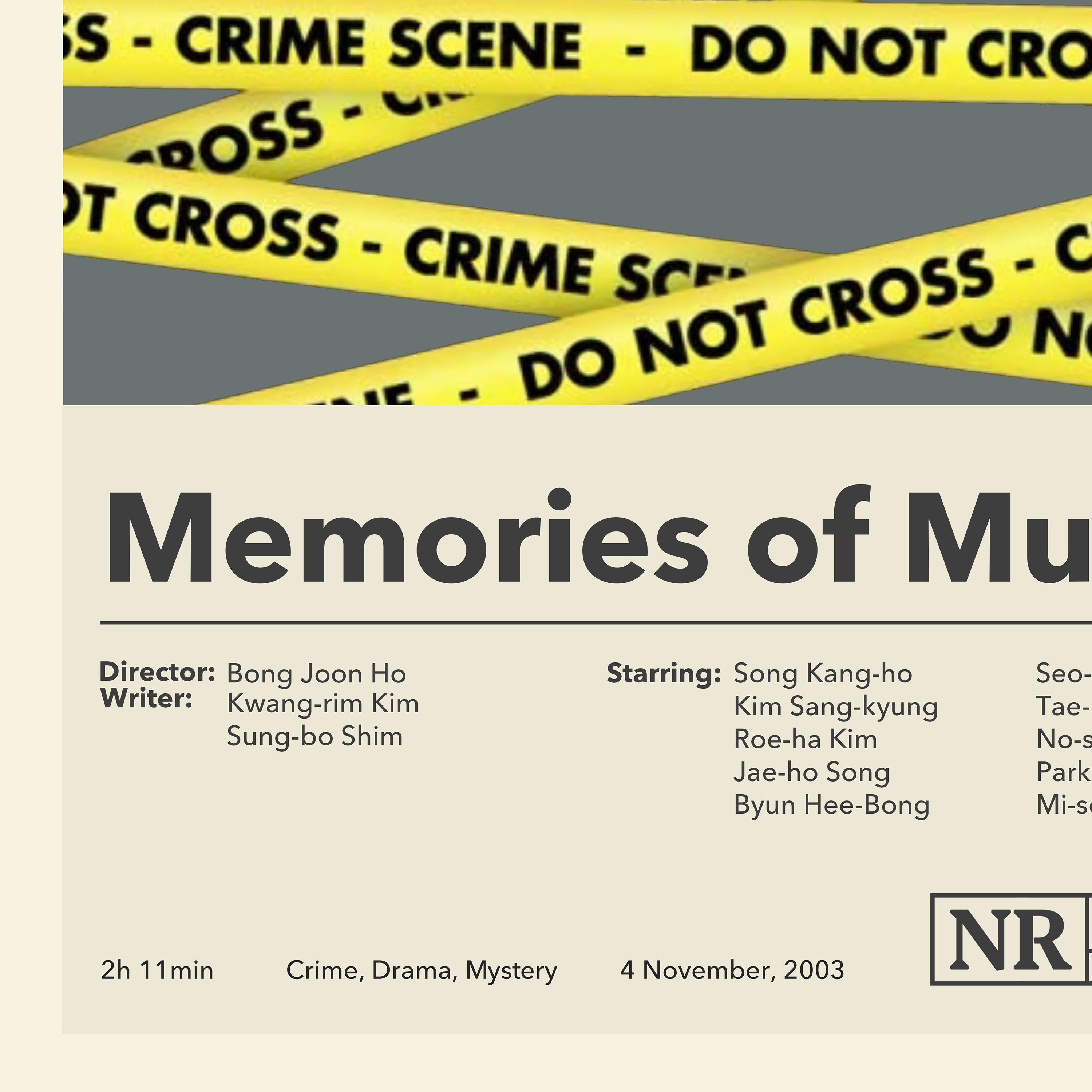 Memories of Murder Poster Bong Joon Ho Minimalist Movie Poster Custom ...