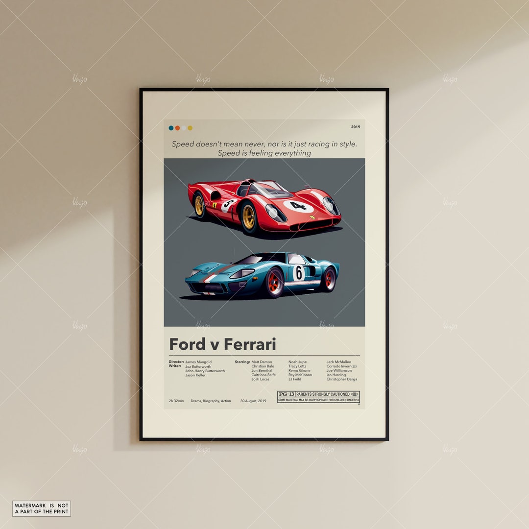 Ford V Ferrari Poster James Mangold Minimalist Movie Poster Custom ...