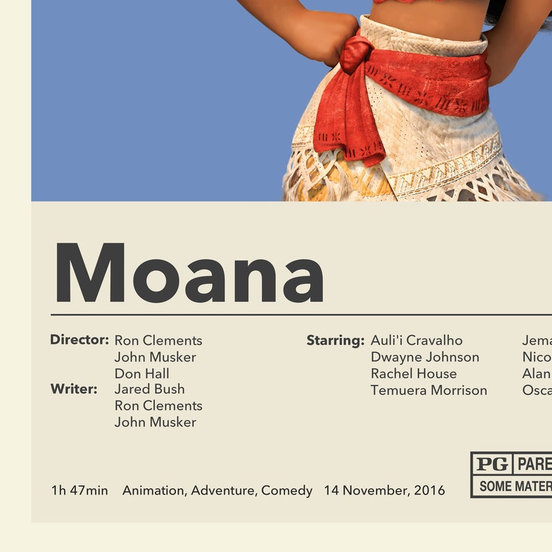 Moana Poster Ron Clements Minimalist Movie Poster Custom Movie Posters ...