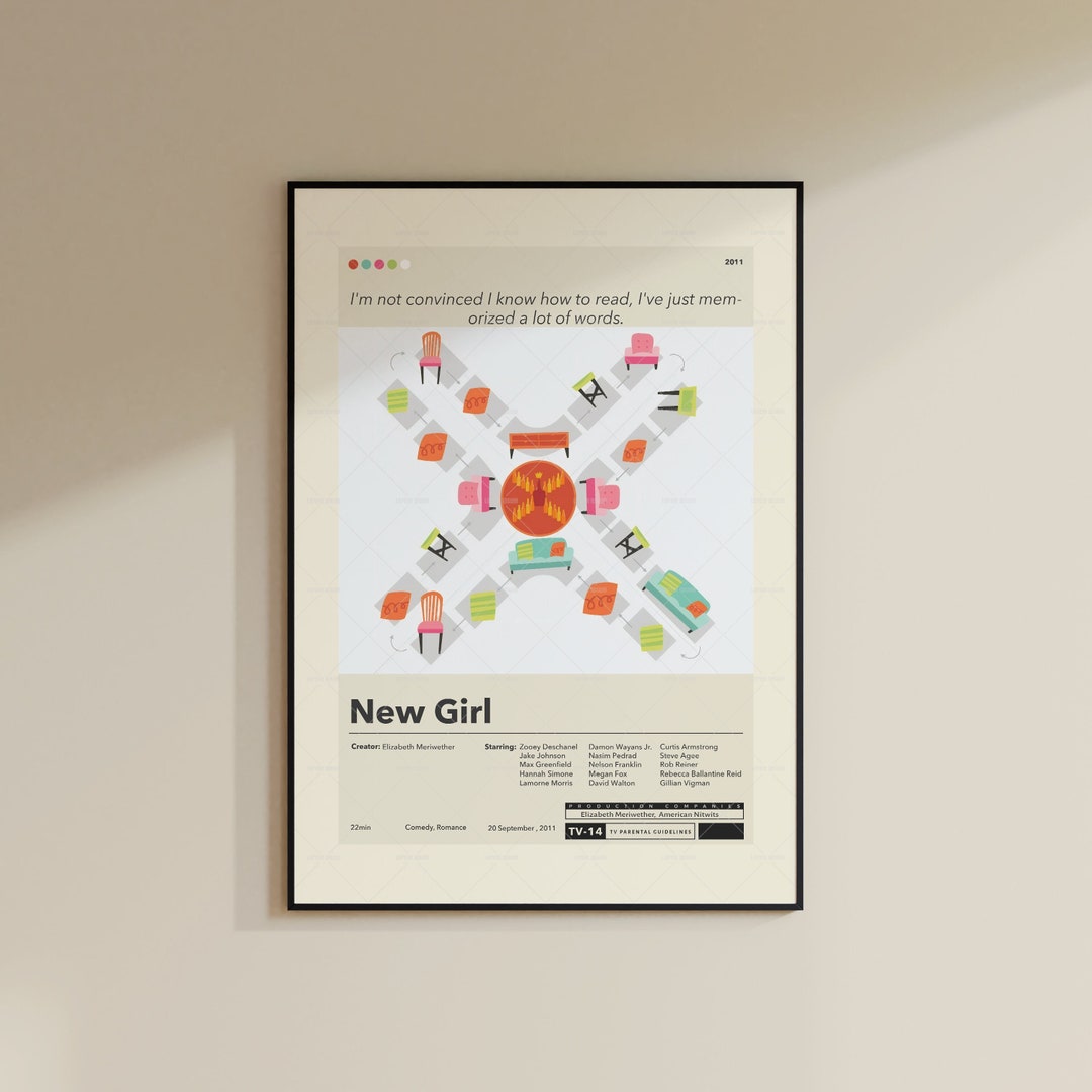 New Girl Poster Elizabeth Meriwether Minimalist Movie Poster Custom ...