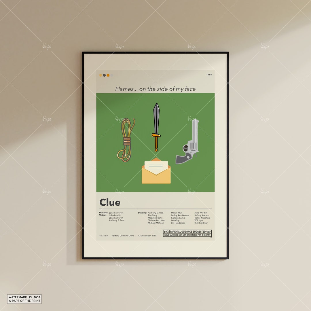 Clue Poster Jonathan Lynn Minimalist Movie Poster Custom Movie Posters ...