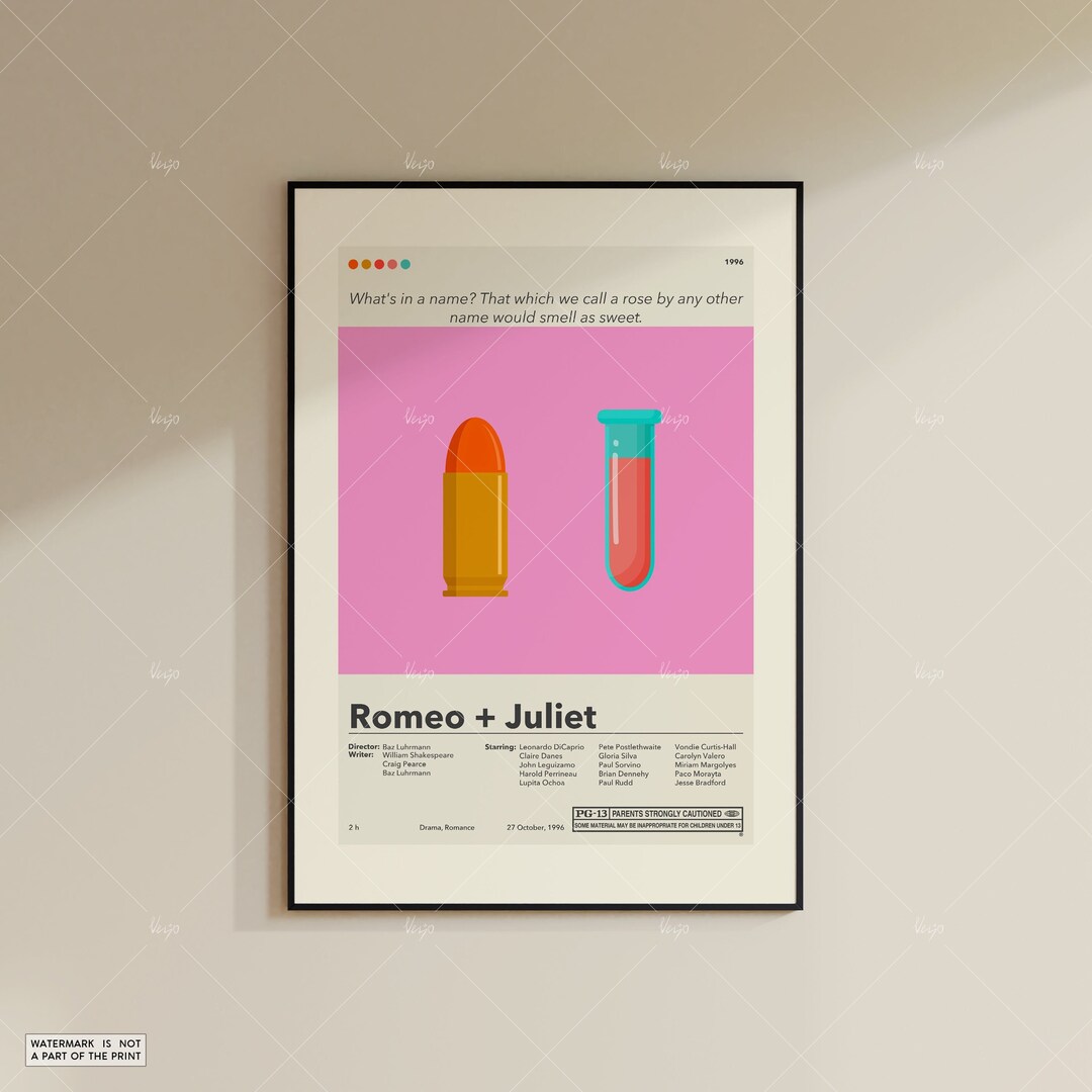 Romeo Juliet Poster Baz Luhrmann Minimalist Movie Poster Custom Movie ...