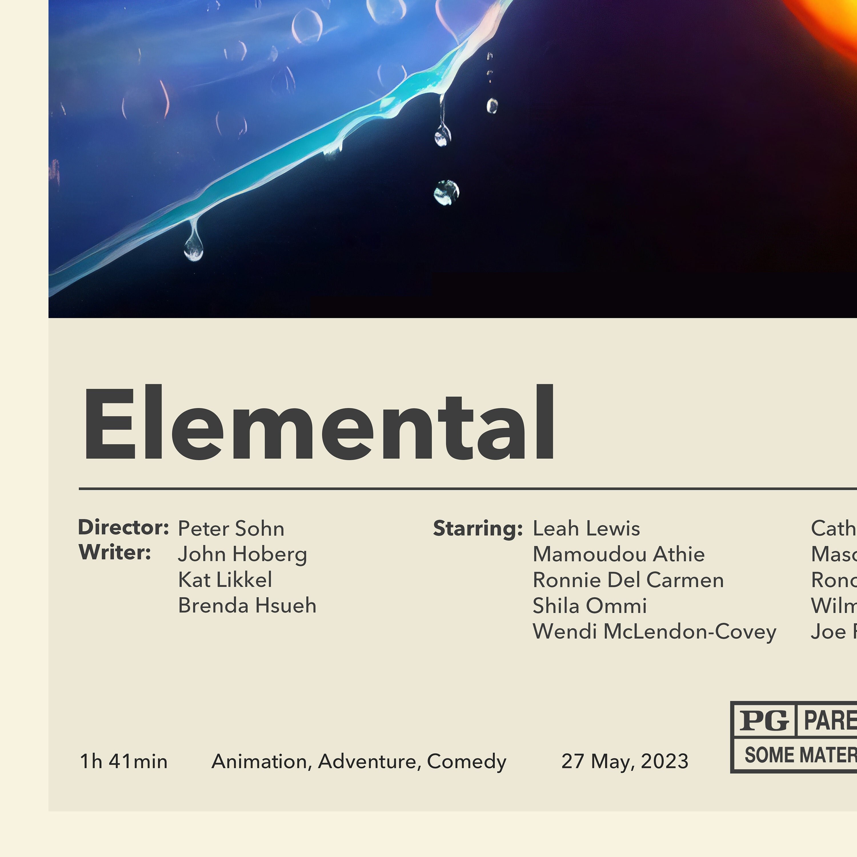 Elemental Poster Peter Sohn Minimalist Movie Poster Custom Movie ...