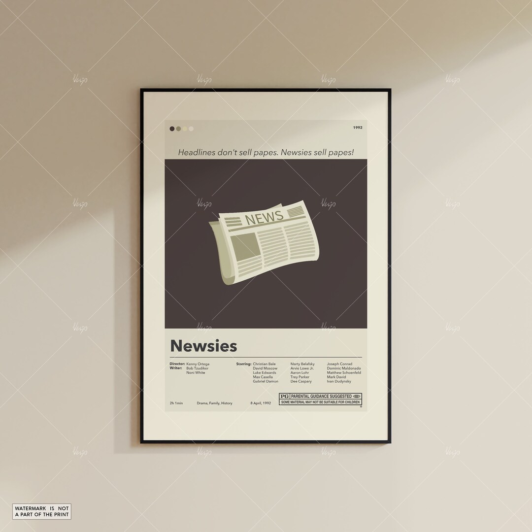 Newsies Poster Kenny Ortega Minimalist Movie Poster Custom Movie ...