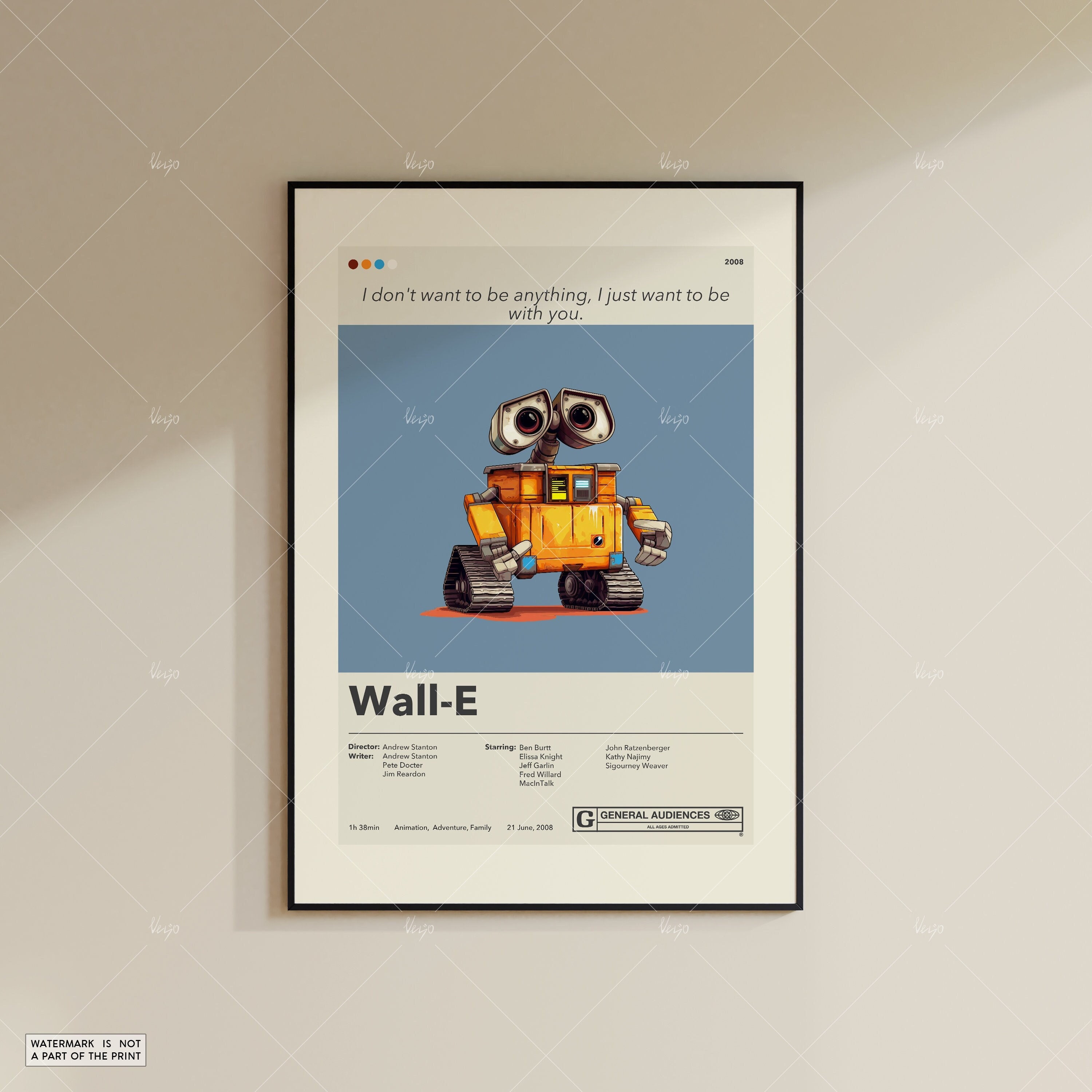 Wall-e Poster Andrew Stanton Minimalist Movie Poster Custom Movie Posters Wall Art Print Home ...