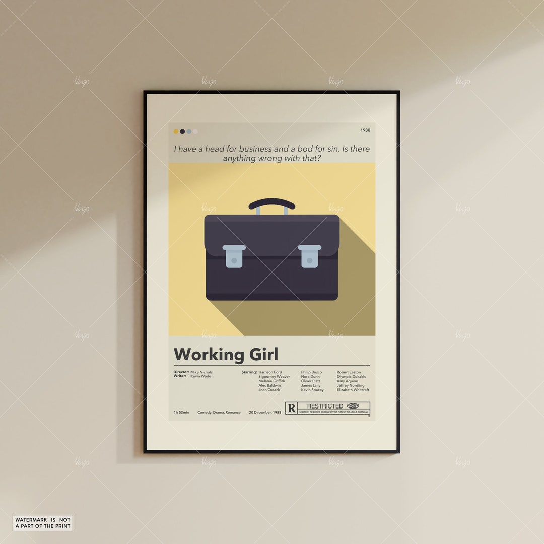 Working Girl Poster Mike Nichols Minimalist Movie Poster Custom Movie ...
