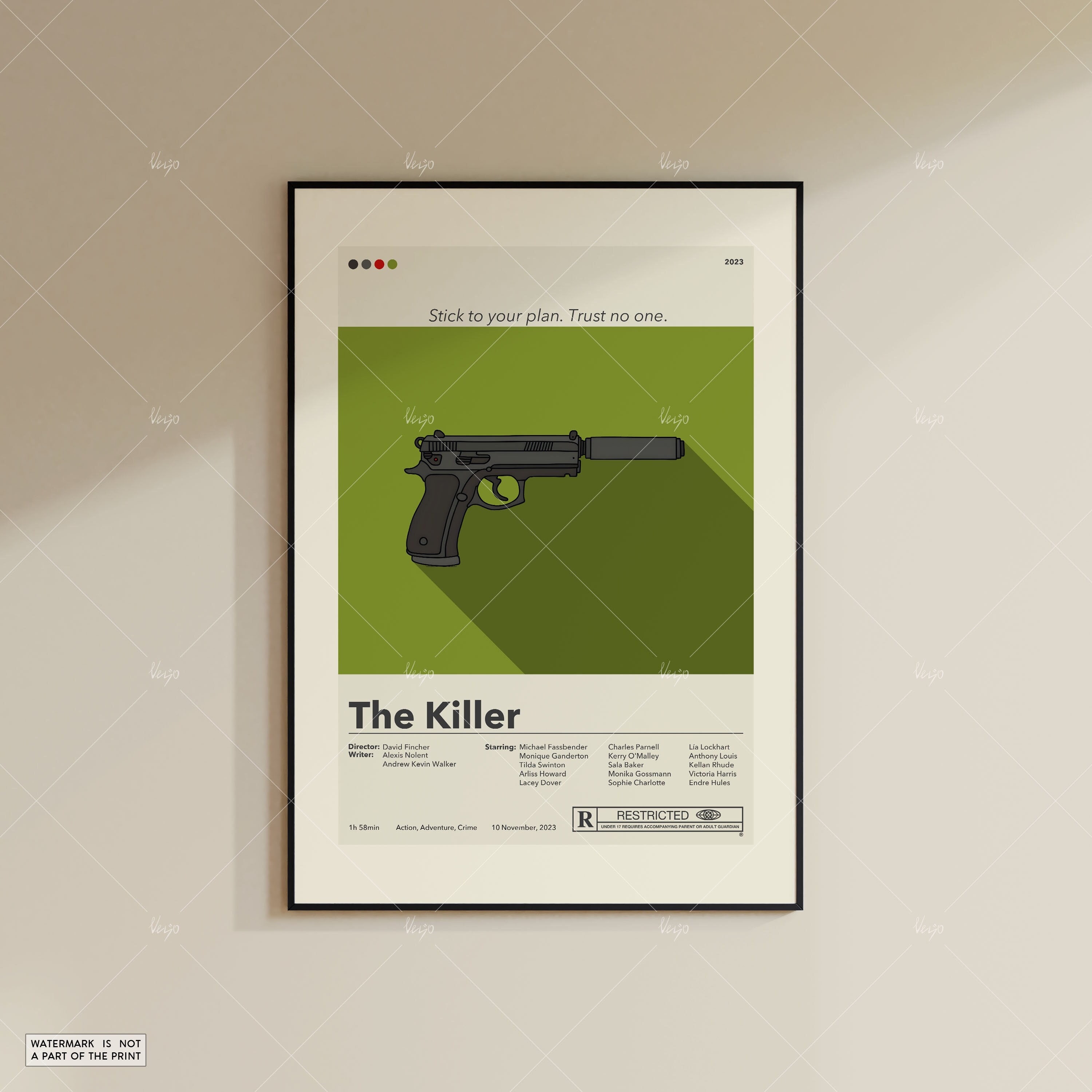 The Killer Poster David Fincher Minimalist Movie Poster Custom Movie ...