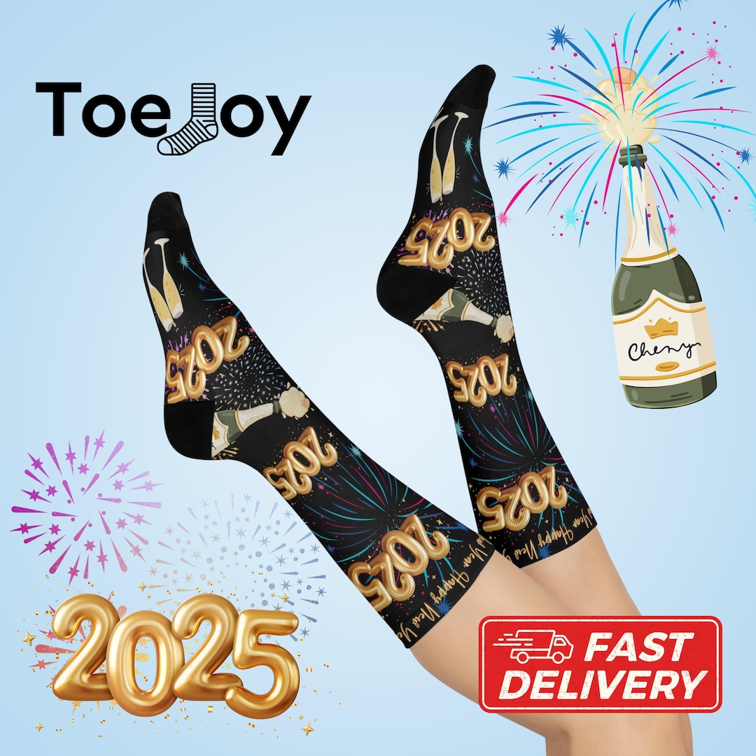 New Years Socks 2025, New Years 2025, NYE Party 2025, Happy New Year Socks, 2025 Celebration - Etsy