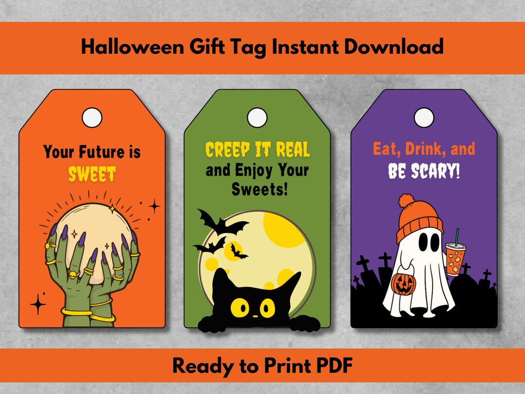 Printable Halloween Treat Tag | Spooky Cute Treat Bag Tags | Party ...