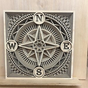 Compass Rose Mandala, Compass Art, Layered Art Vibrant Wood Art Unique ...