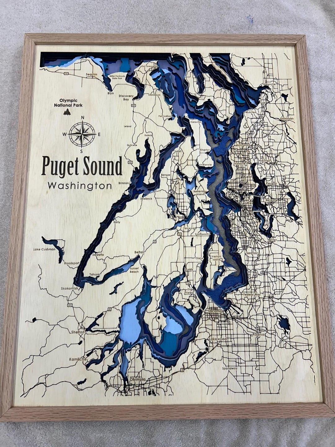 Puget Sound Topographical Map, 3D Map, Puget Sound Map, Water Map ...