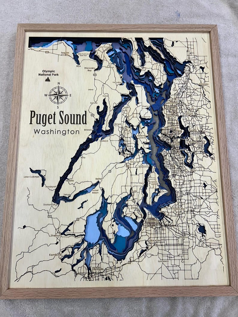 Puget Sound Topographical Map, 3D Map, Puget Sound Map, Water Map ...
