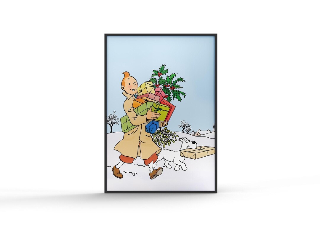 Unique Gift, Tintin Celebrates Christmas Poster - A2, 24x36", A3, A4 ...