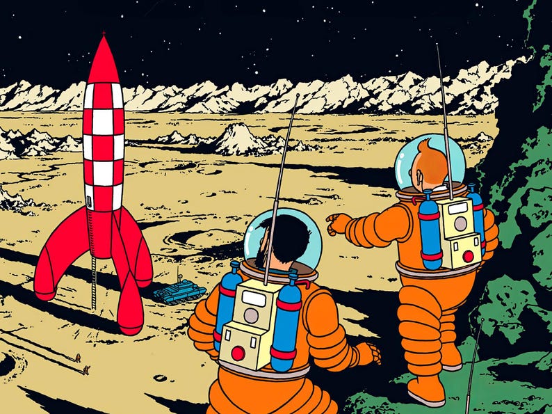 Tintin on the Moon, Landscape, Poster Digital Download, Comic Book ...
